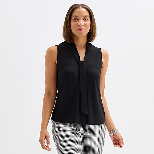 Click here for Black Label by Evan-Picone Womens Split Tie Neck S... prices