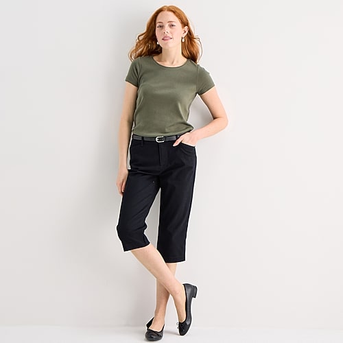 Click here for St. Johns Bay Womens Secretly Slender Mid Rise Cap... prices