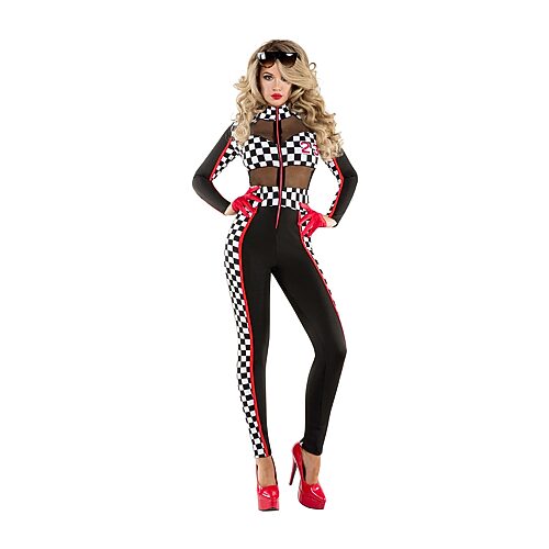 Click here for Womens Racy Racer Costume  Large  Black prices