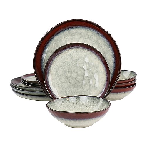 Click here for Elama Samara 12 Piece Stoneware Dinnerware Set in... prices