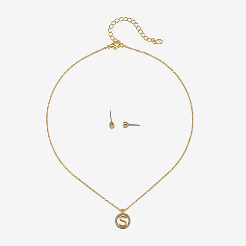 Click here for Bijoux Bar Delicates Gold Tone Pave Initial Womens... prices