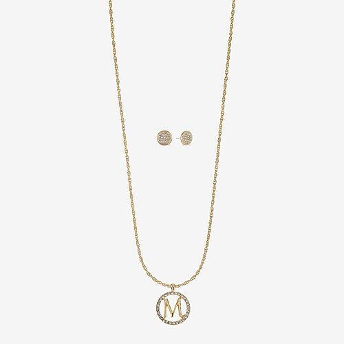 Click here for Monet Jewelry Initial Pendant Necklace And Stud Ea... prices