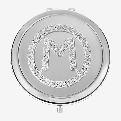 Monet Jewelry Initial Gray Round Compact Mirror  One Size  Gray