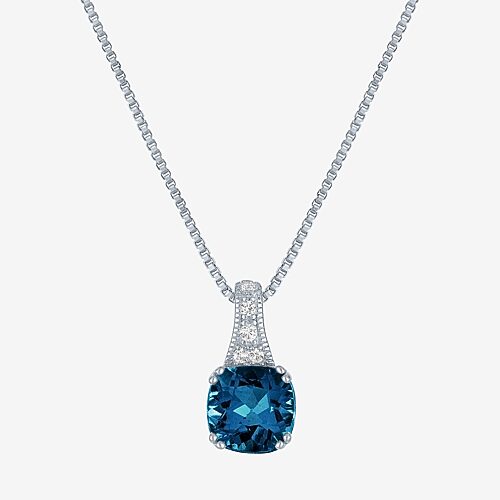 Click here for Gemstone Sterling Silver Cushion Pendant Necklace... prices