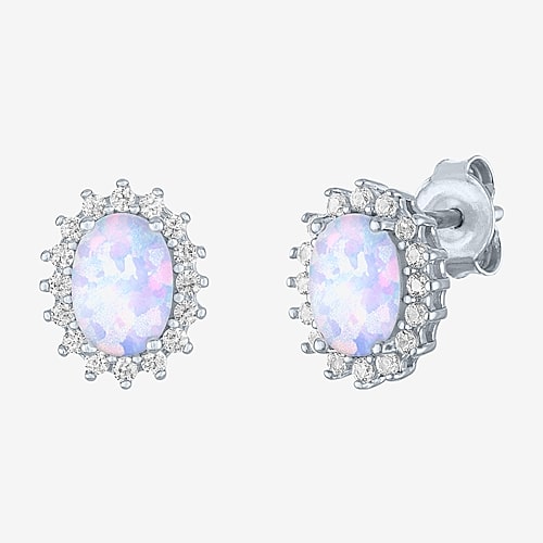 Click here for Lab Created White Opal Sterling Silver 10.4mm Stud... prices