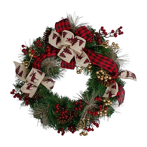 Click here for Northlight 24in Bows And Berries Unlit Wreath  One... prices
