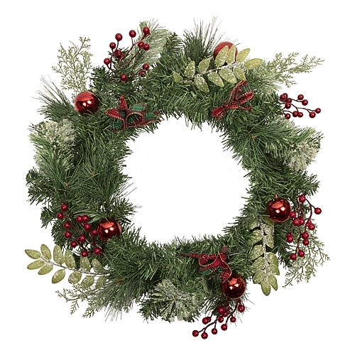 Click here for Northlight Frosted Pine And Cone Wreath  One Size... prices