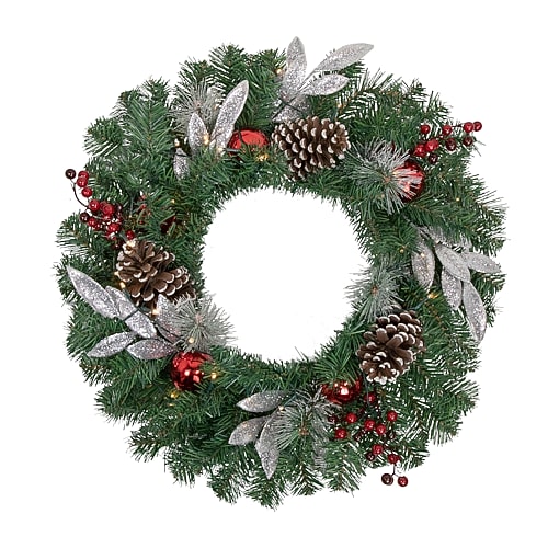 Click here for Northlight Frosted Pre-Lit Wreath  One Size  Green prices
