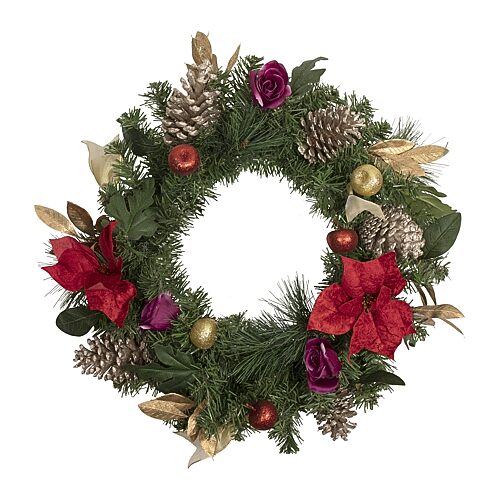 Click here for Northlight Poinsettia And Rose Wreath  One Size  R... prices