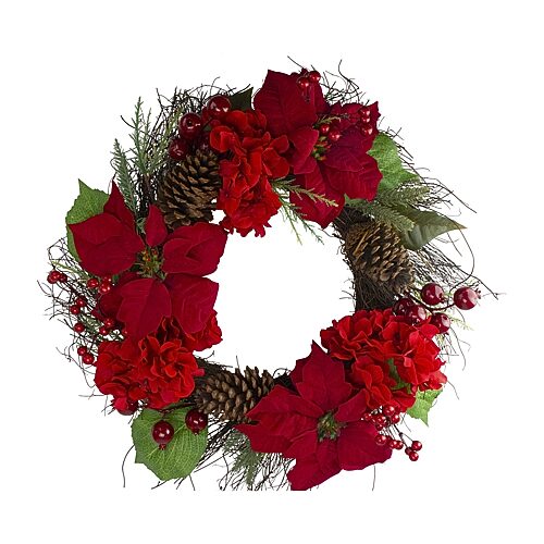 Click here for Northlight Poinsettia And Hydrangea Wreath  One Si... prices
