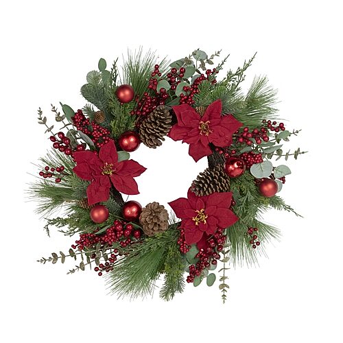Click here for Northlight 28in Red Berry And Poinsettia Wreath  O... prices