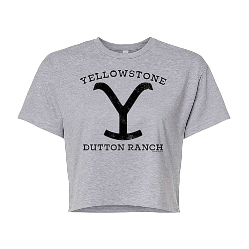 Click here for Yellowstone Logo Cropped Tee Womens Juniors Crew N... prices