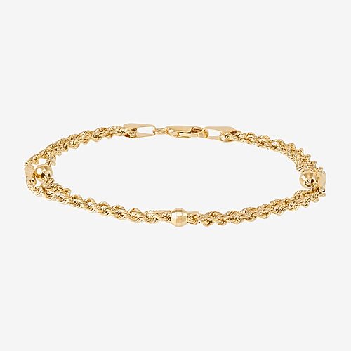 Click here for Womens 10K Gold Hollow Heart 7.5 Inch Link Bracele... prices