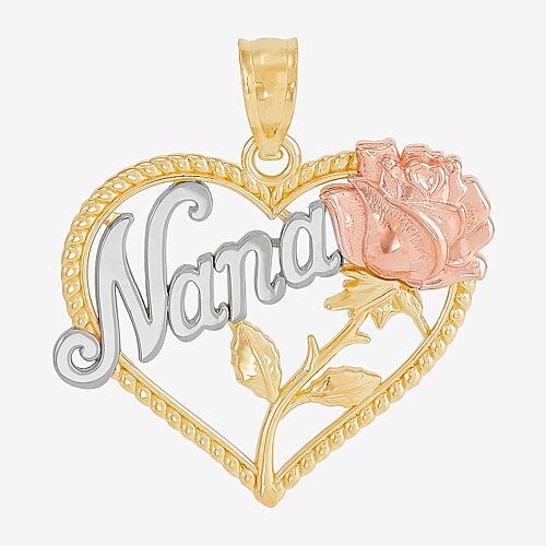 Click here for Nana Womens 14K Tri-Color Gold Heart Pendant  One... prices