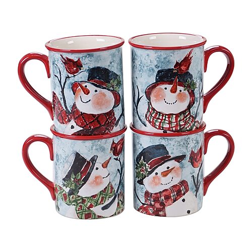 Click here for Certified International Watercolor Snowman 4-pc. H... prices