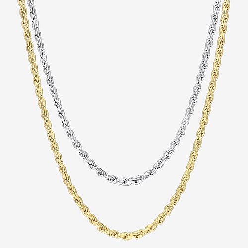 Click here for Womens 18K Two Tone Gold Over Silver 18 Inch Rope... prices