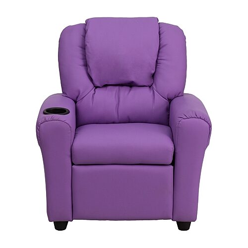 Click here for Contemporary Lavender Vinyl Kids Recliner with Cup... prices