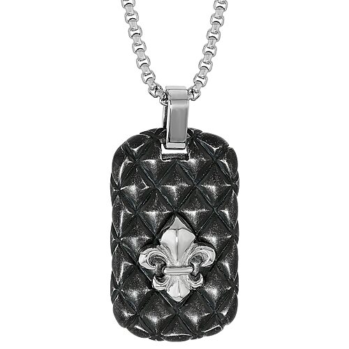 Click here for Mens Sterling Silver Dog Tag Fleur De Lis 24 Inch... prices
