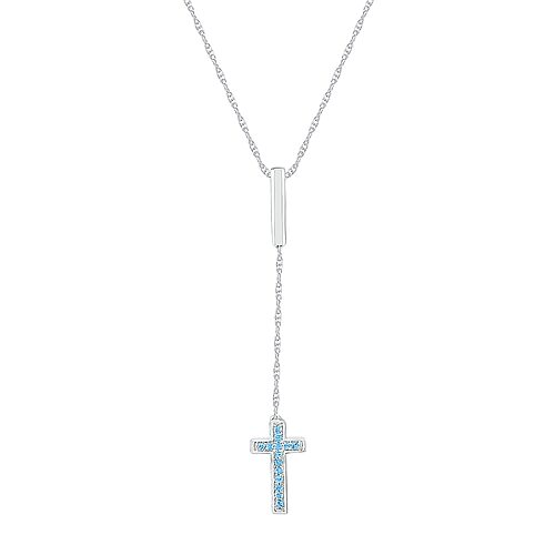 Click here for Womens Blue Topaz Sterling Silver 18 Inch Y Neckla... prices