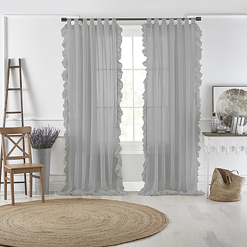 Click here for Elrene Home Fashions Bella Tab-Top Ruffle Sheer Wi... prices