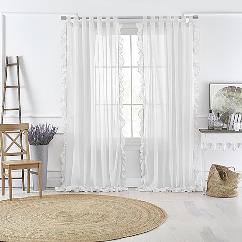 Click here for Elrene Home Fashions Bella Tab Top Ruffle Sheer Wi... prices