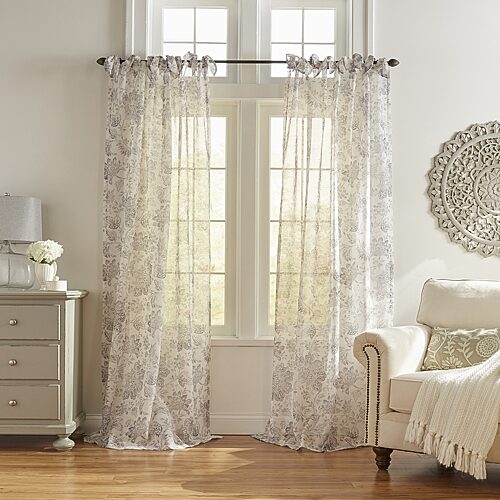 Click here for Threadmade Westport Floral Tie-Top Sheer Window Cu... prices