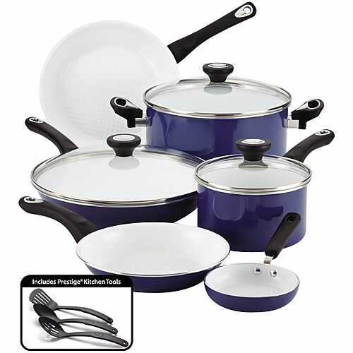 Farberware Purecook 12-Pc. Ceramic Non-Stick Cookware Set - Blue