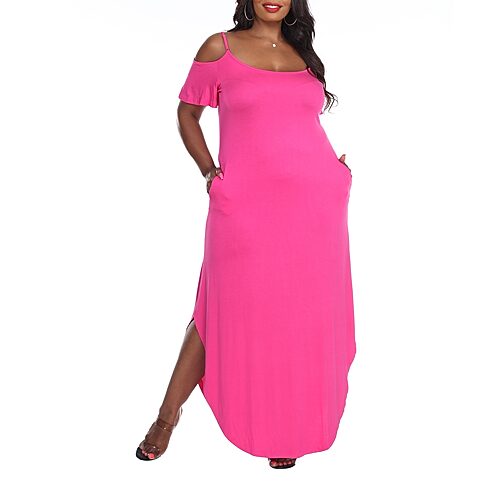 Click here for Plus Size White Mark Cold Shoulder Scoop Neck Maxi... prices