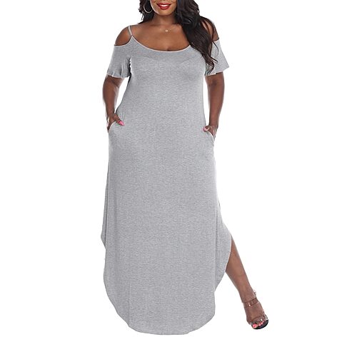 Click here for Plus Size White Mark Cold Shoulder Scoop Neck Maxi... prices