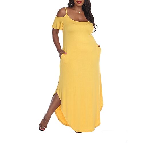Click here for Plus Size White Mark Cold Shoulder Scoop Neck Maxi... prices
