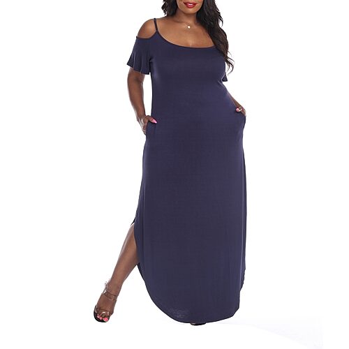 Click here for White Mark Plus Size Lexi Maxi Dress - Navy prices