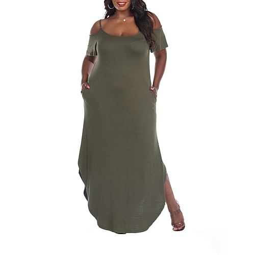 Click here for Plus Size White Mark Cold Shoulder Scoop Neck Maxi... prices