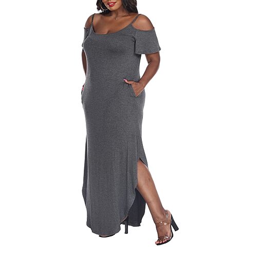 Click here for Plus Size White Mark Cold Shoulder Scoop Neck Maxi... prices