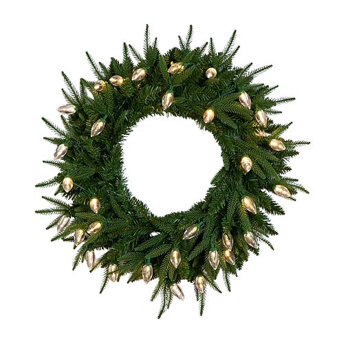 Click here for Nearly Natural Pre-Lit Wreath  One Size  Green prices