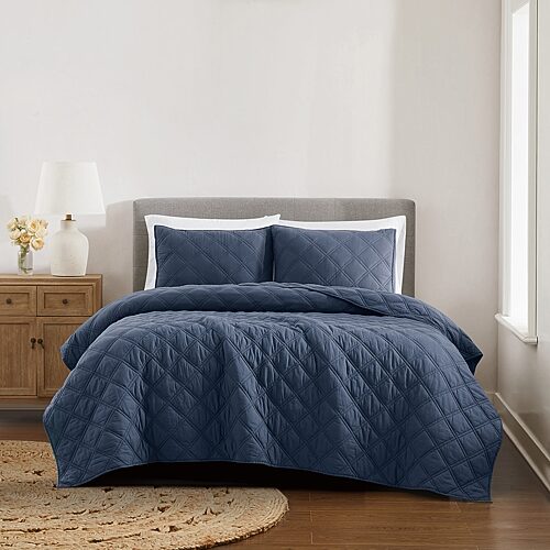 Click here for Brooklyn Loom Diamond Washed Cotton 3pc. Quilt Set prices
