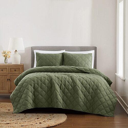 Click here for Brooklyn Loom Diamond Washed Cotton 3pc. Quilt Set prices
