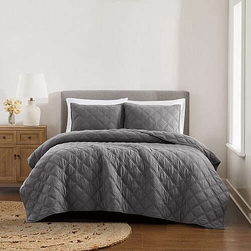 Click here for Brooklyn Loom Diamond Washed Cotton 3pc. Quilt Set prices