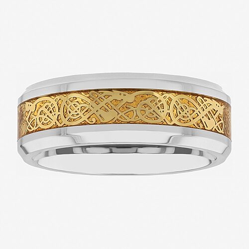 Click here for Personalized Mens Filigree Inlay Stainless Steel W... prices
