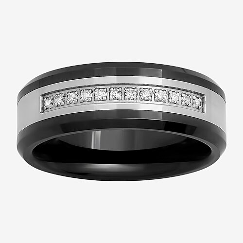 Click here for 8mm 1/6 CT.T.W. Natural Diamond Stainless Steel Ba... prices