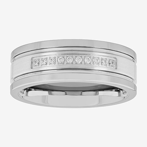 Click here for Mens 8MM 1/10 CT. T.W. Tungsten Wedding Band  8 prices