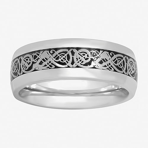 Click here for Mens Two-Tone Celtic Dragon Wedding Band  10 1/2... prices