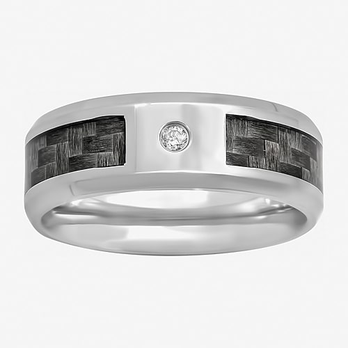 Click here for Mens Diamond-Accent Wedding Band in Stainless Stee... prices