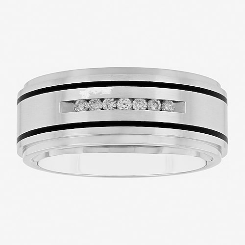 Click here for Mens Channel-Set Diamond Ring in Stainless Steel... prices