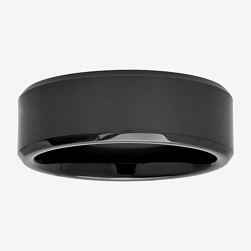 Click here for Mens 8MM Tungsten Wedding Band  14  Black prices