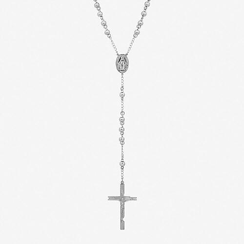 Click here for Mens Stainless Steel Cross Rosary Necklace  One Si... prices