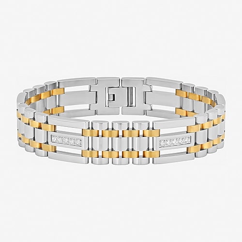 Click here for Mens Two-Tone Stainless Steel Cubic Zirconia Brace... prices
