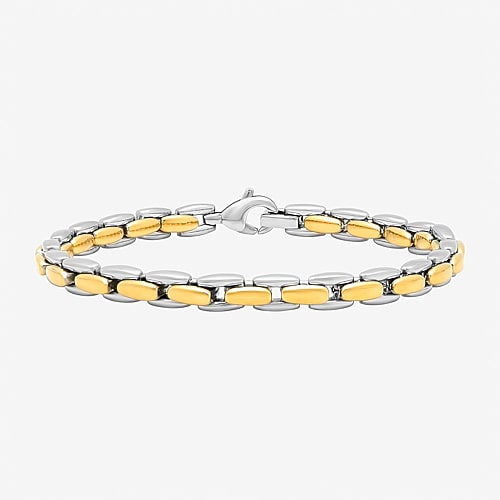 Click here for Mens Square Link Bracelet in Two-Tone Steel  One S... prices
