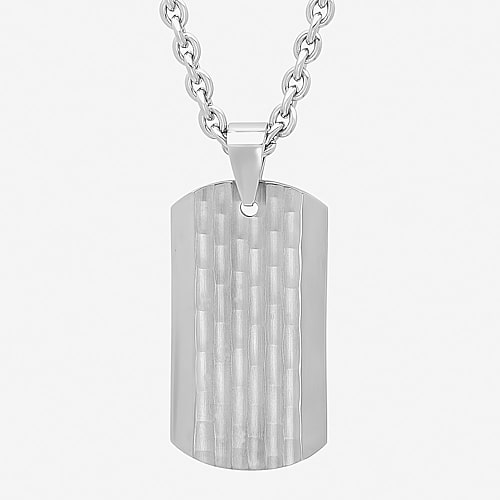 Click here for Mens Stainless Steel Hammered Dog Tag Pendant Neck... prices
