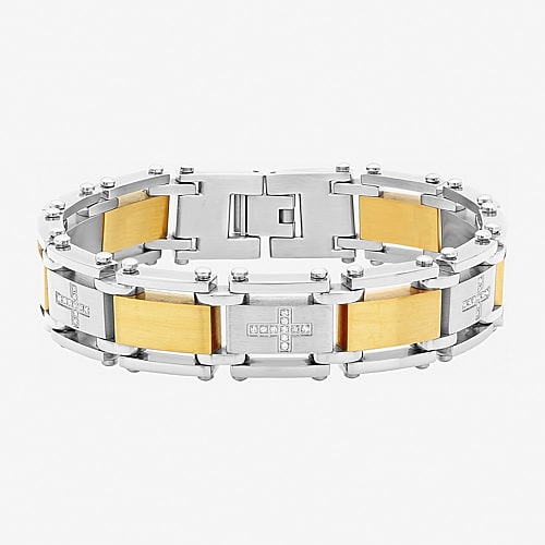 Click here for Mens 1/4 CT. T.W. Diamond Cross Two-Tone Stainless... prices
