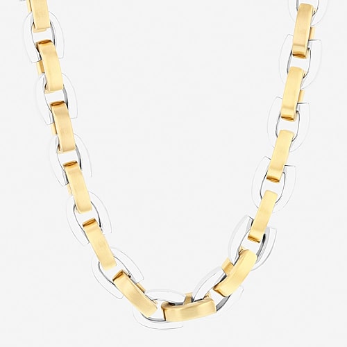 Click here for Mens Two-Tone Stainless Steel D-Link Chain  One Si... prices